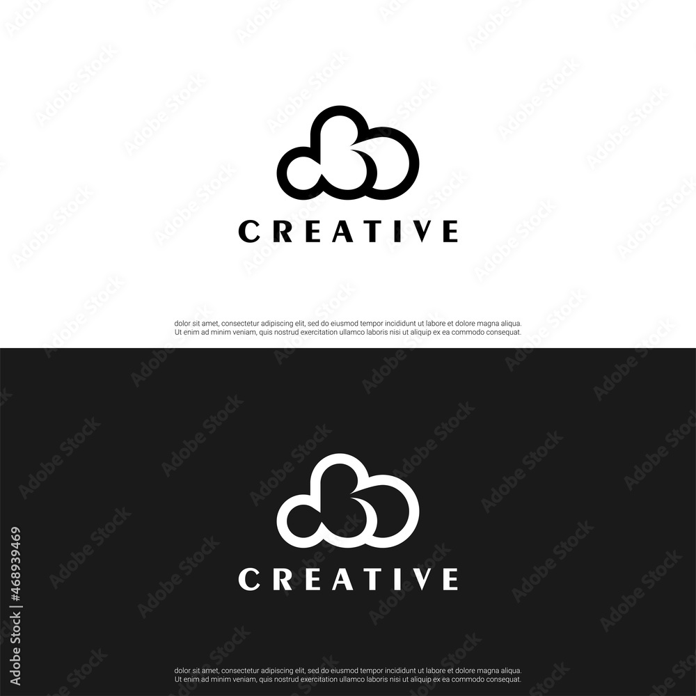 Letter B cloud Logo . Flat Vector Logo Design Template Element black ...