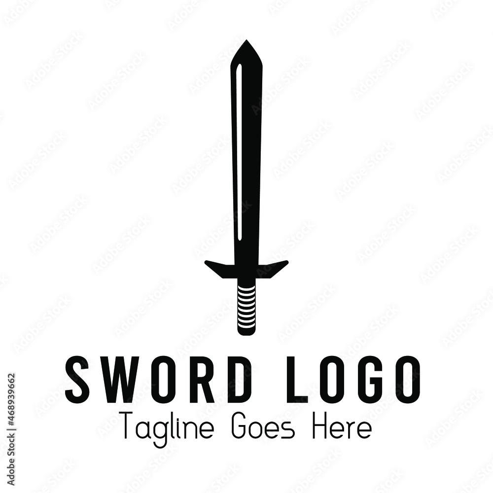 Sword logo concept template. Black and white vector sword logo ...