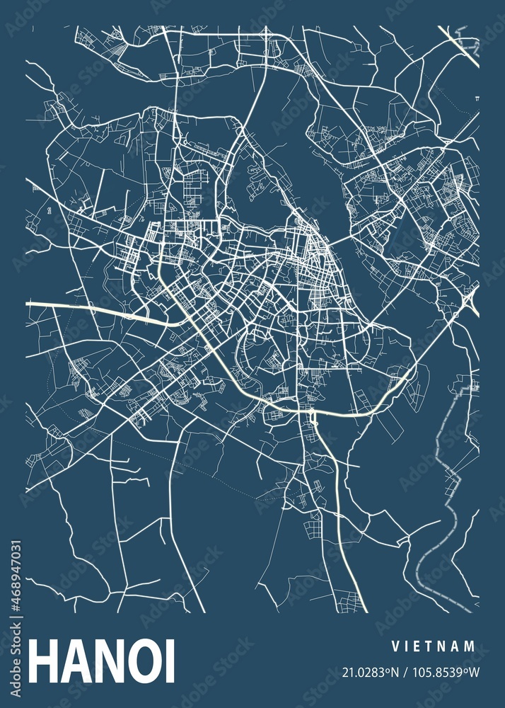 Hanoi - Vietnam Blueprint City Map Stock Illustration | Adobe Stock
