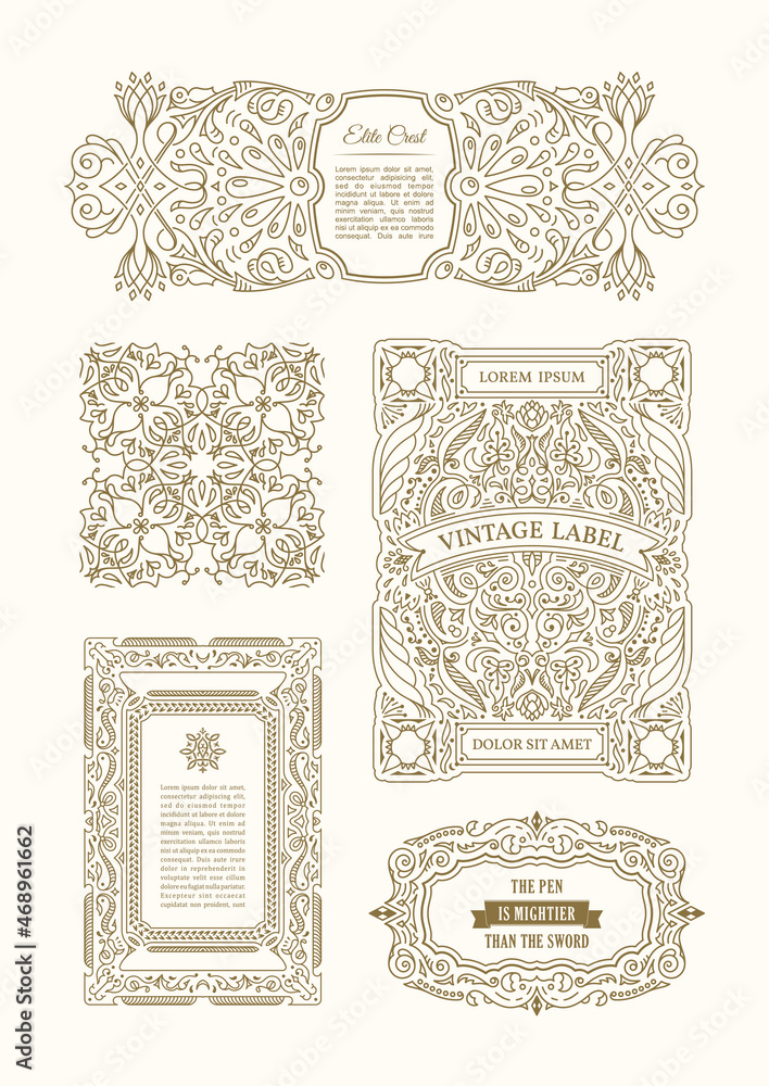 Vector set of design elements labels, icon, logo, frame, luxury ...