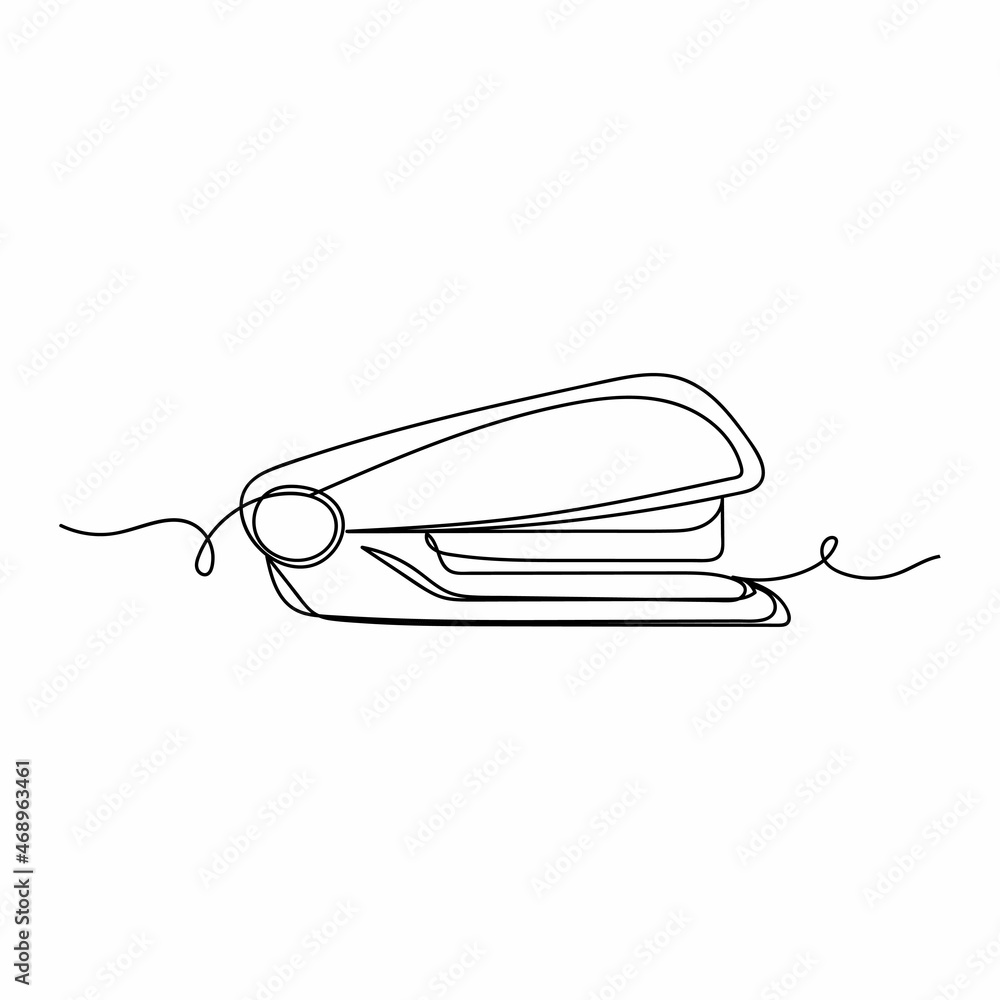 Vector continuous one single line drawing icon of stapler in silhouette ...