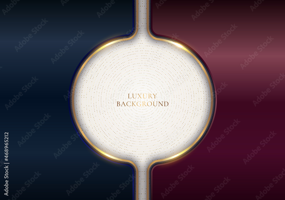 Elegant blue and red metallic golden border with circle space and gold ...