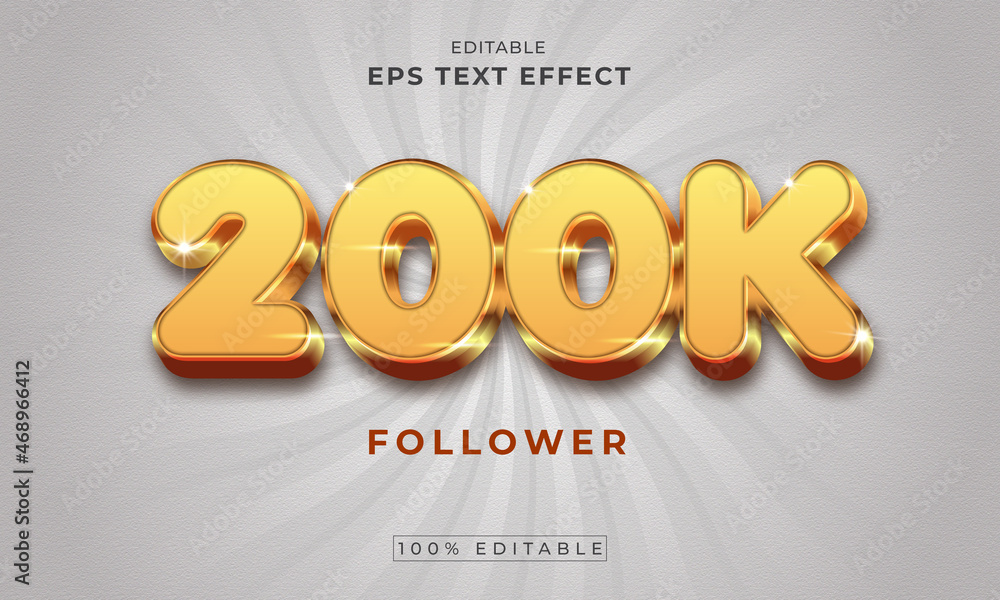 Golden Luxury 200k editable 3d text effect Stock Vector | Adobe Stock