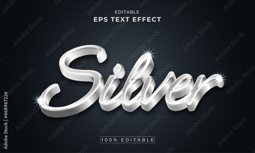 Silver editable 3d text effect Stock Vector | Adobe Stock