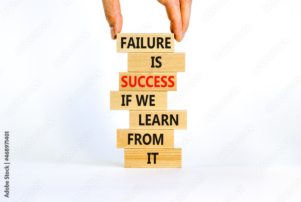 Failure or success symbol. Wooden blocks with words Failure is success ...