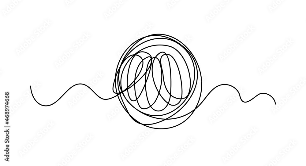 Tangle tangled thread. Doodle illustration of chaotic thread in a ...