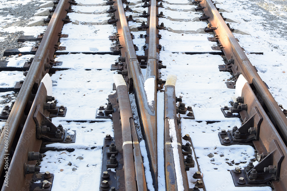 Image of an empty railroad track. Narrow gauge railway. Stock Photo ...