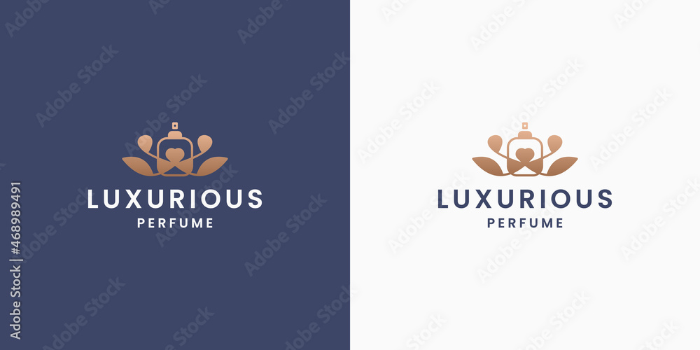 perfume with nature concept combination logo design inspiration Stock ...