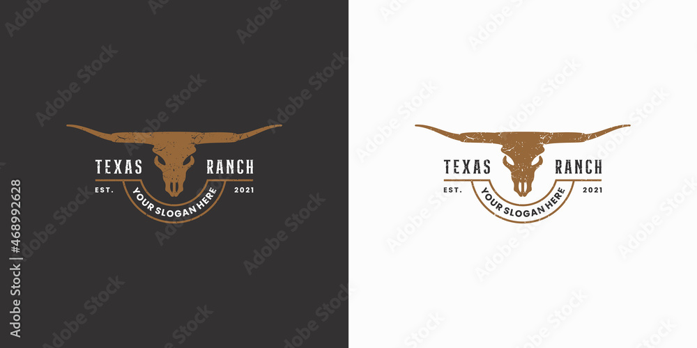 texas ranch, longhorn logo design vintage Stock Vector | Adobe Stock