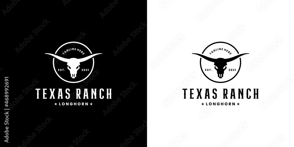 longhorn logo design vintage for texas ranch Stock Vector | Adobe Stock