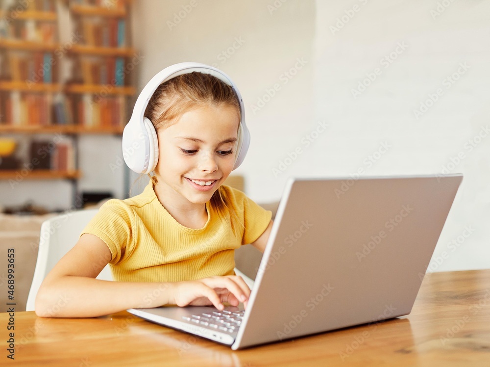 child laptop computer technology home girl education homework kid ...