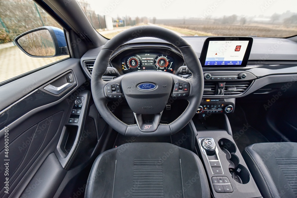 Ford Focus ST 206 kW. Cabin interior - driver's workplace. 03-02-2021 ...
