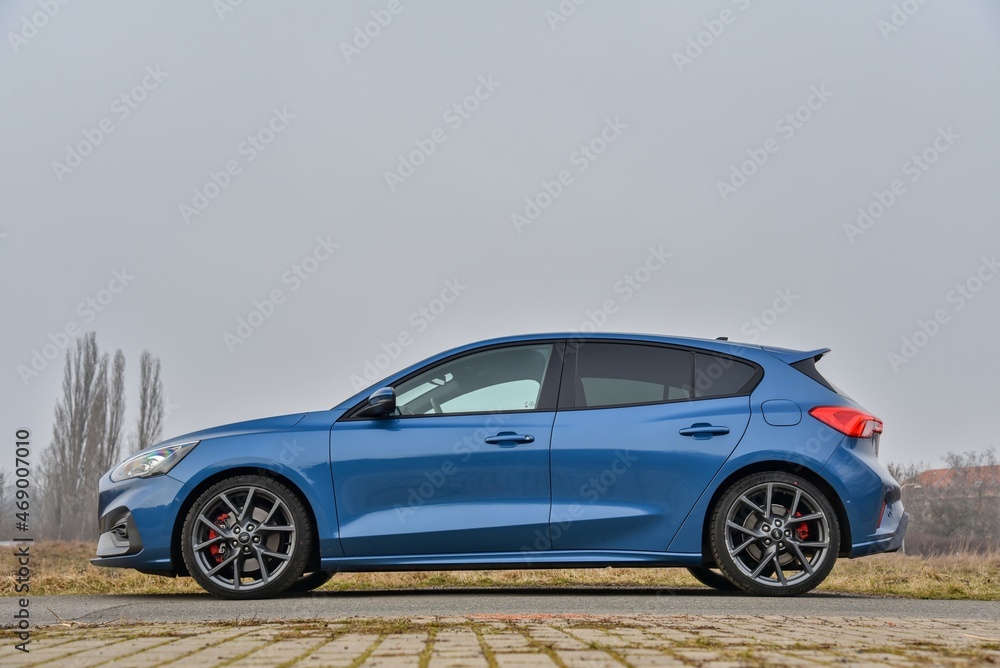 Ford Focus ST 206 kW. General side view. 03-02-2021, Prague, Czech ...