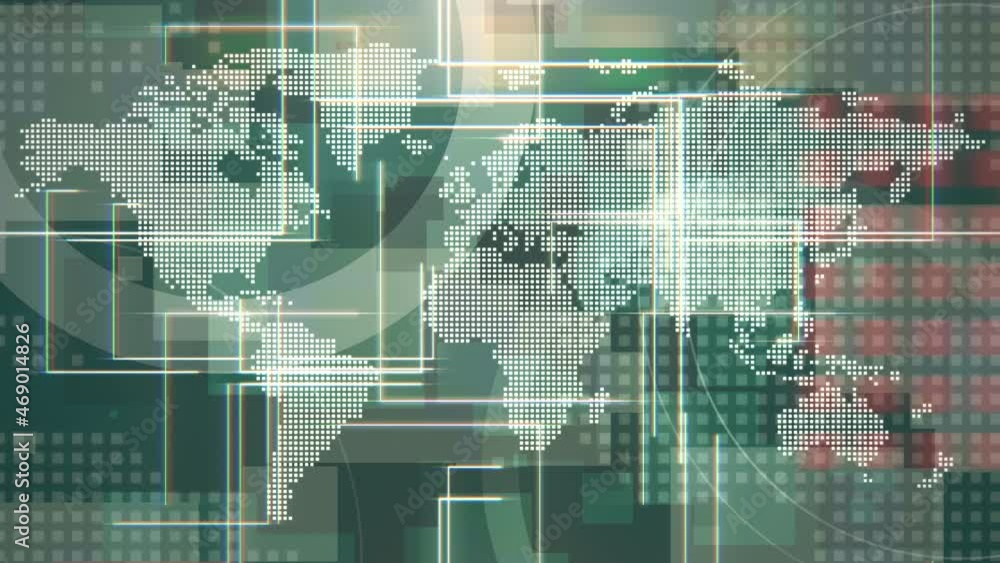 Newsroom with world map and grid pattern, business, corporate and news ...
