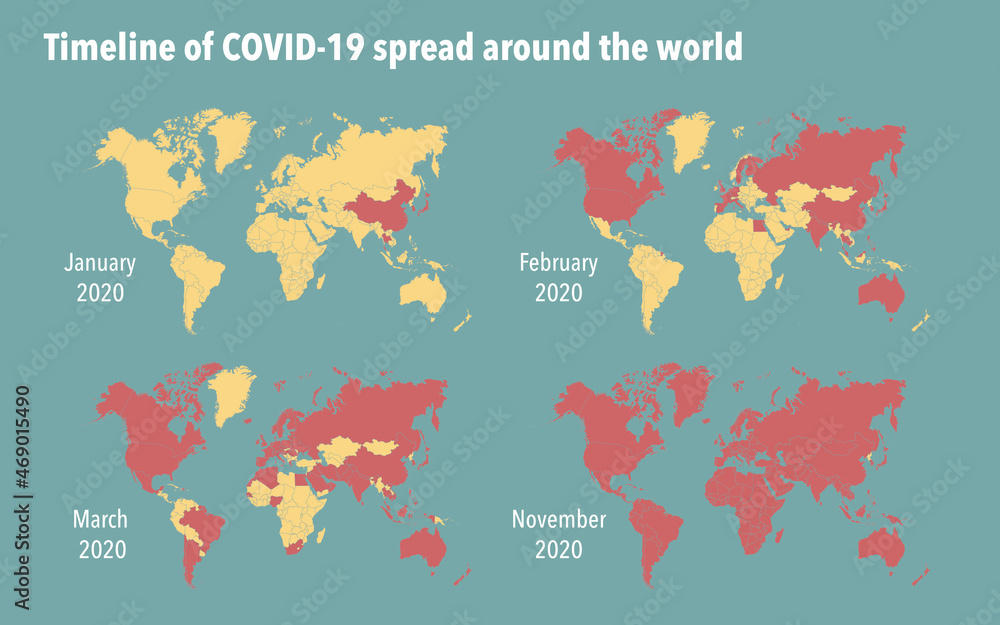 World map and timeline of countries impacted by COVID-19 Stock ...