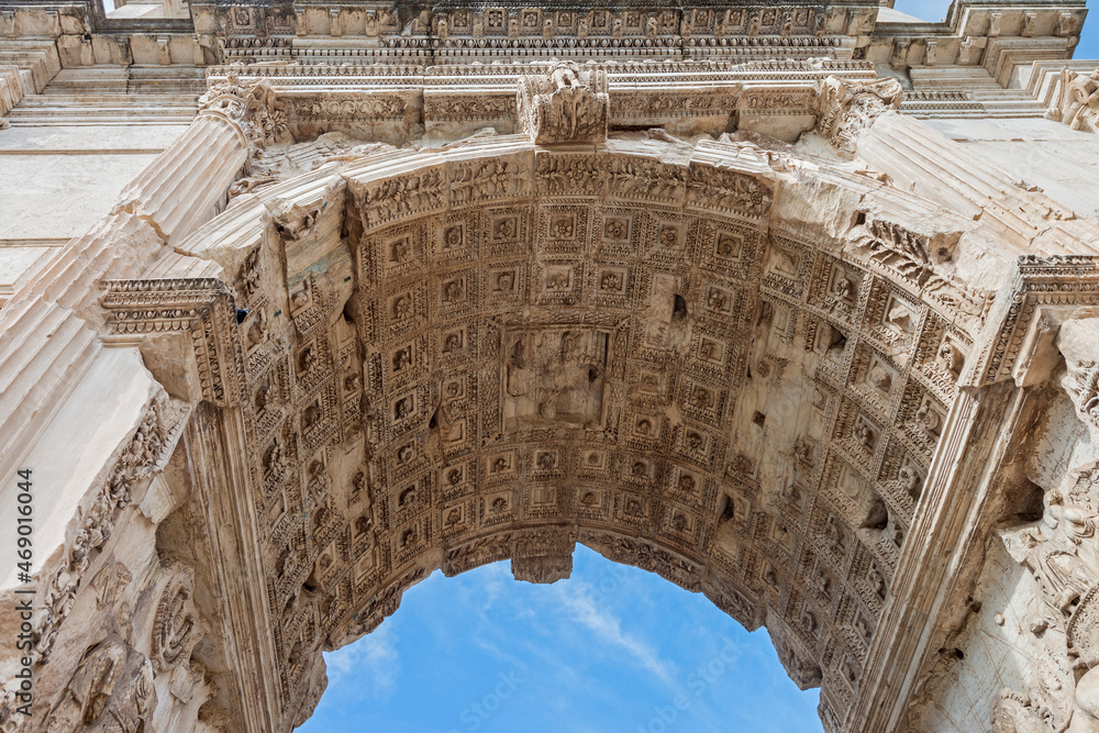 The Arch of Titus is a 1st-century honorific arch, at Roman Forum. It ...