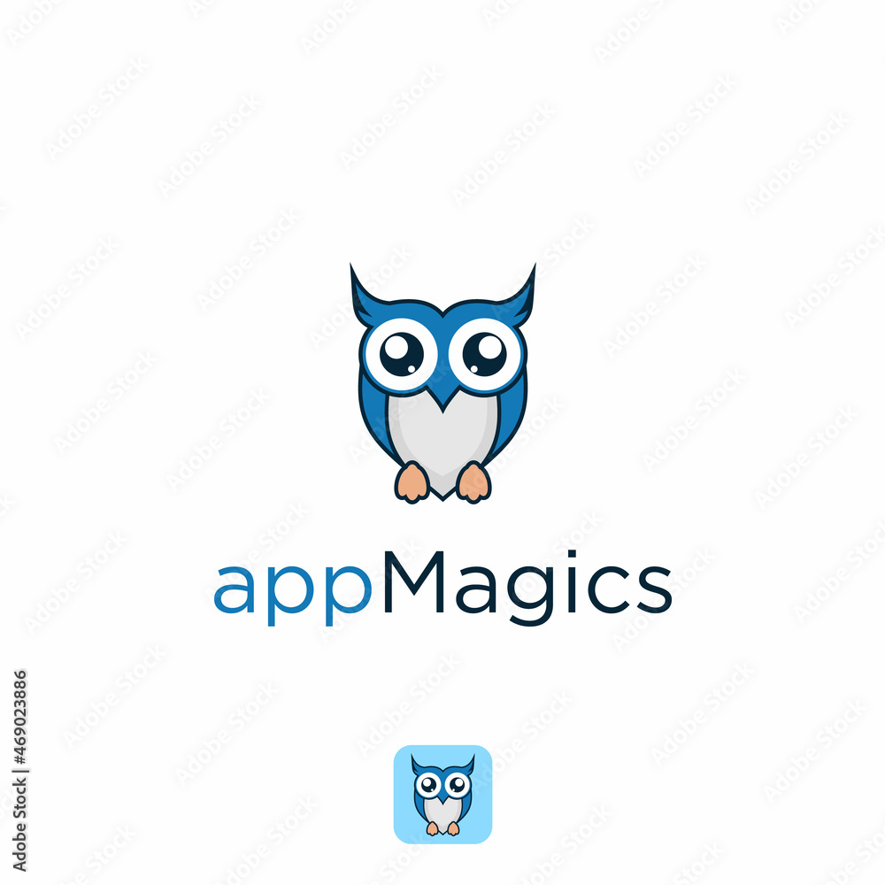 logo owl vector logo design, owl app/icon Stock Vector | Adobe Stock