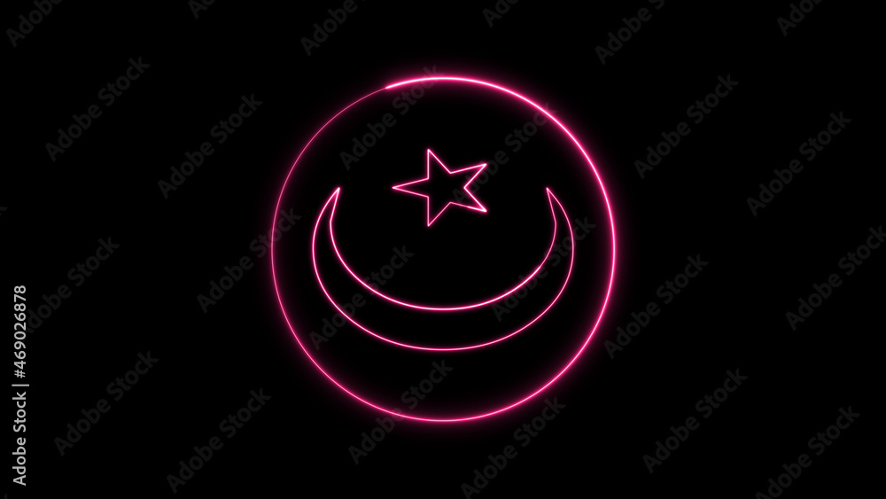 Muslim crescent and star outline icon. Elements of religion in neon ...