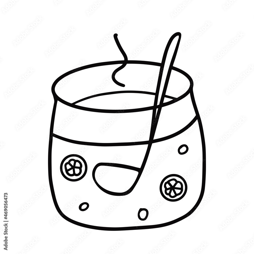 Punch bowl lemon, orange slices. Vector Illustration for printing ...