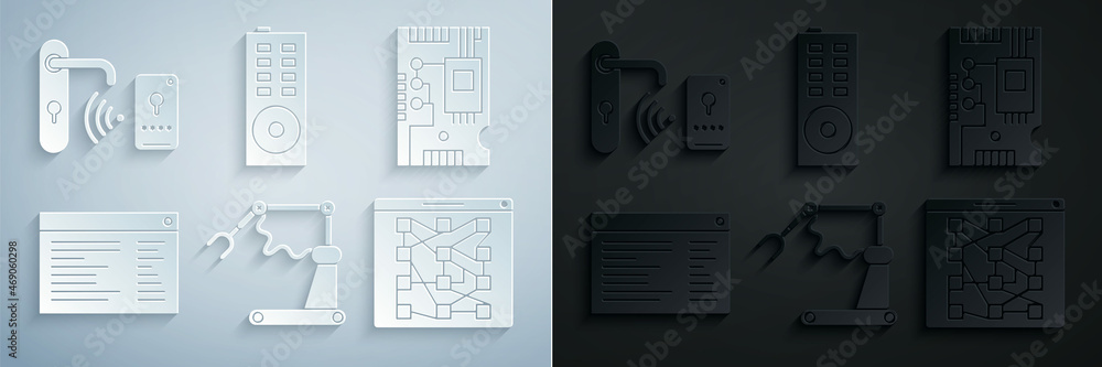 Set Industrial machine robotic robot arm hand factory, web developer ...