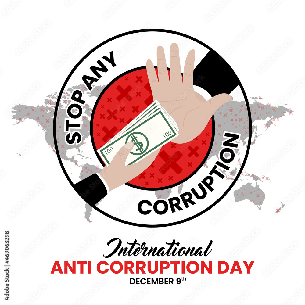 International anti corruption day background with hands illustrated as ...