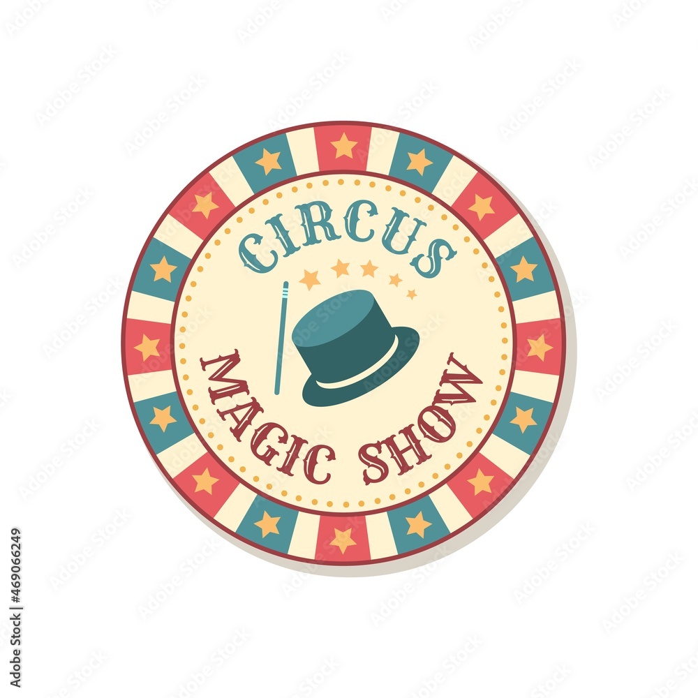 Vintage circus badge. Magic show sign. Magicians performance emblem ...