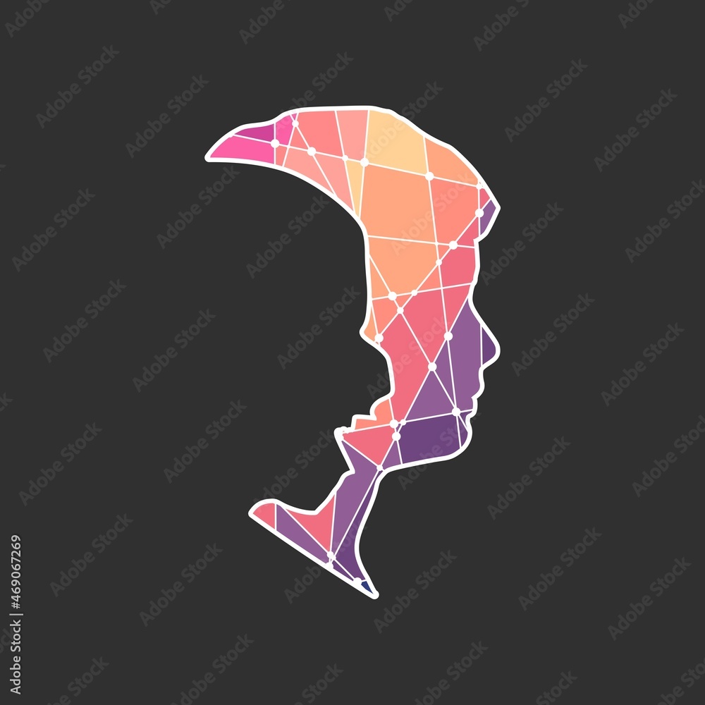 Human face side view silhouette and alter ego Stock-Vektorgrafik ...