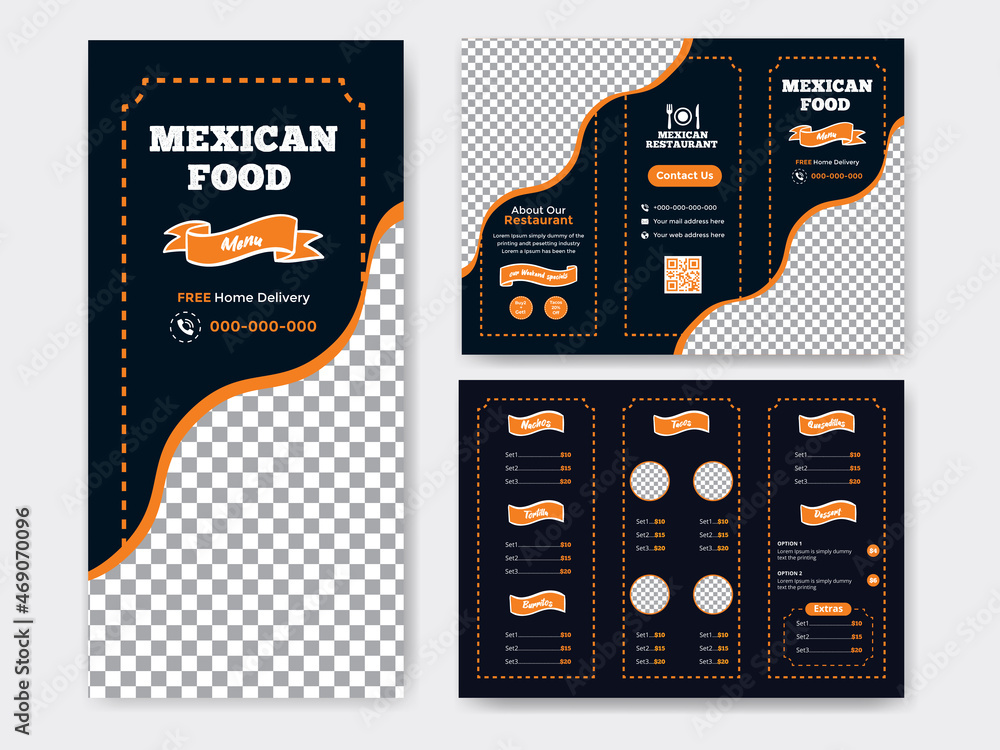 Restaurant trifold food delivery food menu pamphlet brochure design ...