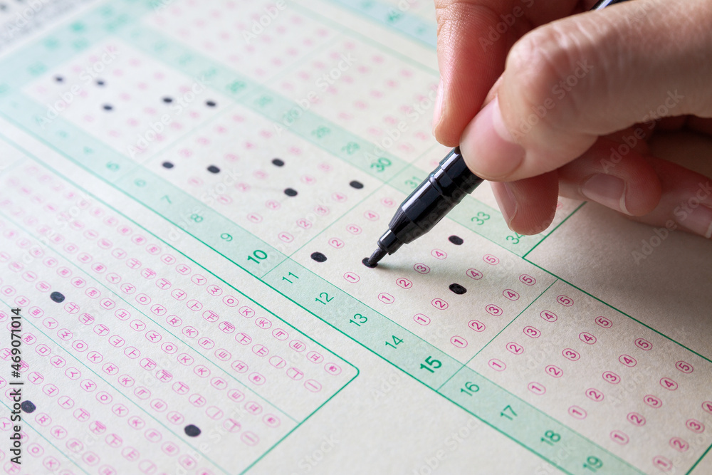 Seoul, South Korea - Nov 2021:Test taker are filling out OMR cards for ... Seoul, South Korea - Nov 2021:Test taker are filling out OMR cards for ...