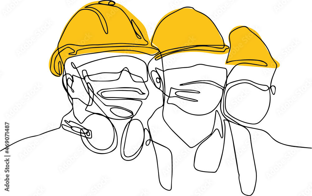 Continuous one line drawing of Industry maintenance engineer woman ...