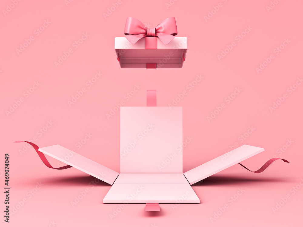 Blank sweet pink pastel color present box or open gift box with pink ...