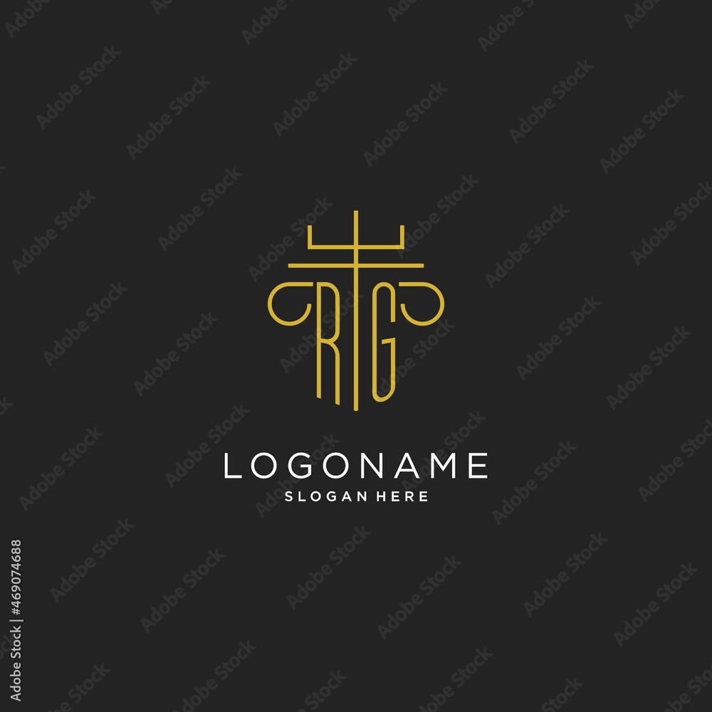 RG initial with monoline pillar logo style, luxury monogram logo design ...