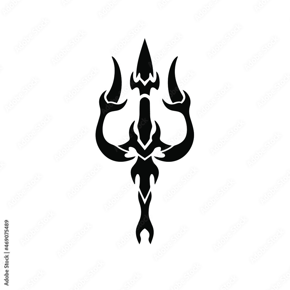 Trident Symbol Logo. Tribal Tattoo Design. Stencil Vector Illustration ...