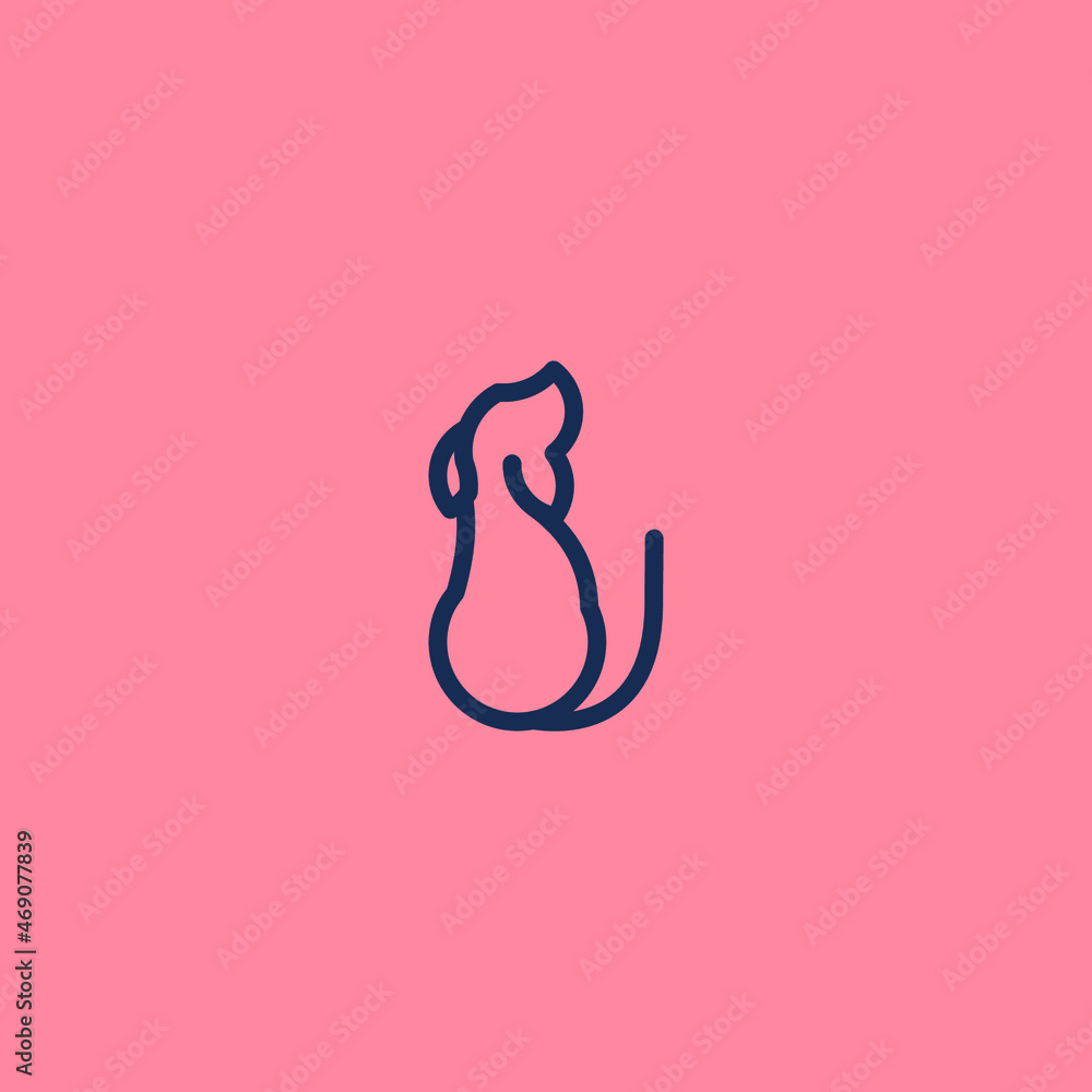 Dog Line Art. Simple Minimalist Logo Design Inspiration. Vector ...
