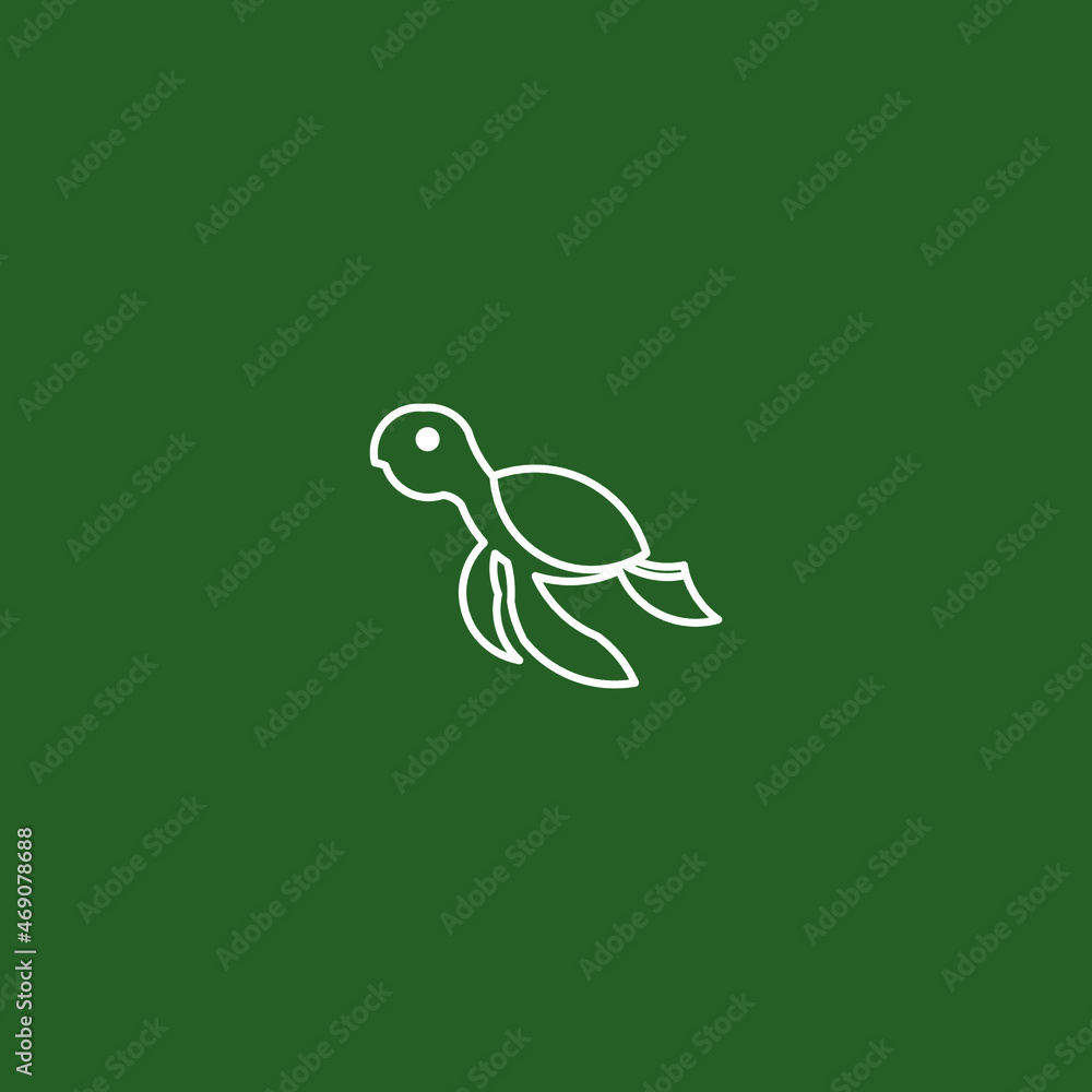 Sea Turtle Line Art. Simple Minimalist Logo Design Inspiration. Vector ...