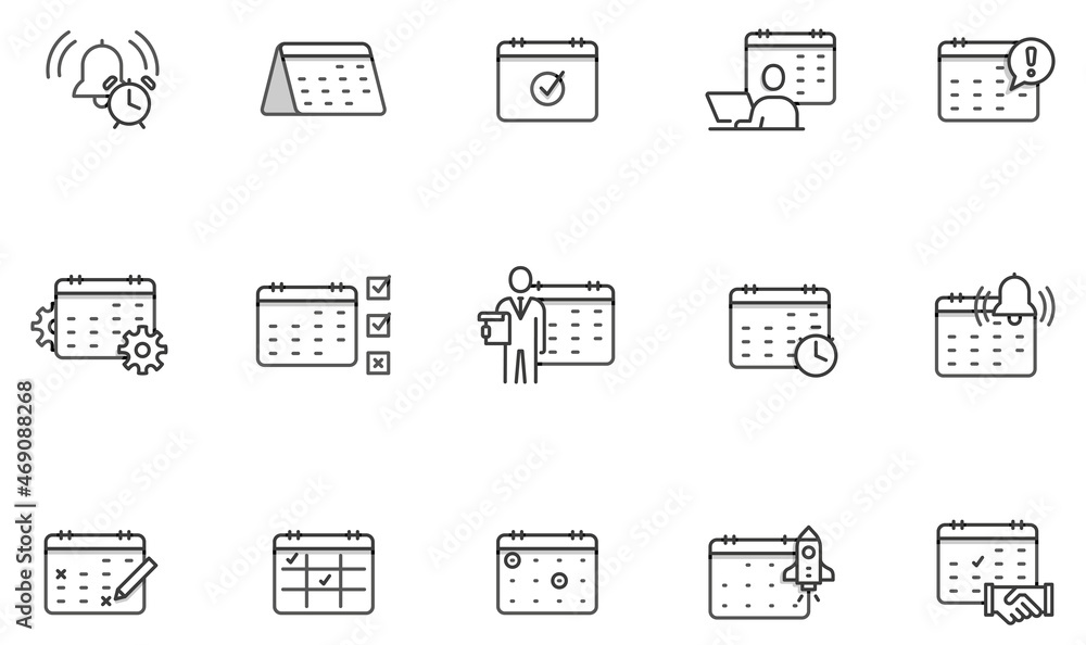 Vector set of linear icons related to calendar, appointment, planning ...