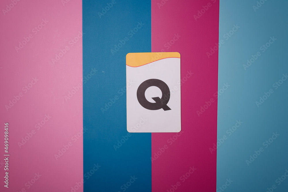 Letter Q on lgbtq symbolic background. Queer or questioning, gender-neutral, non-binary and ...