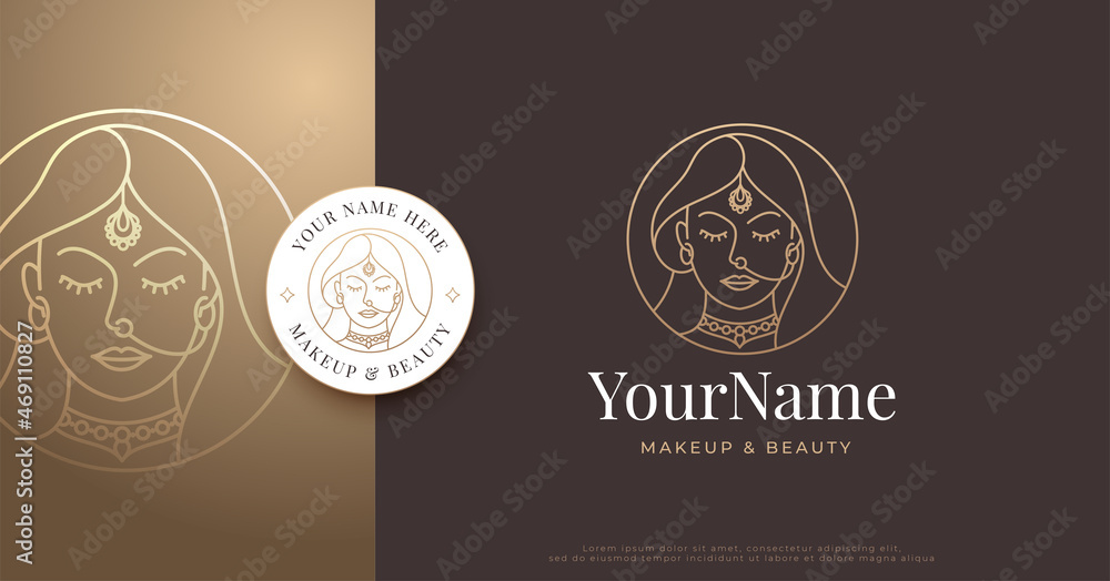 beautiful indian bride logo design Stock Vector | Adobe Stock