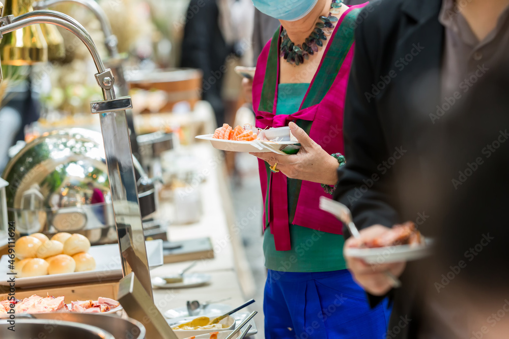 Food Buffet Catering Dining Eating Party Sharing Concept. people group ...