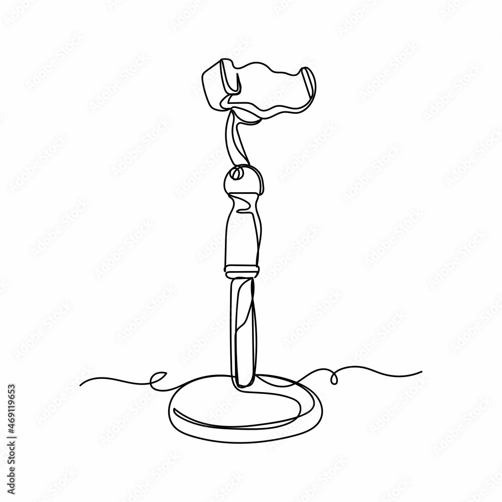 Vector continuous one single line drawing icon of stand holder for ...