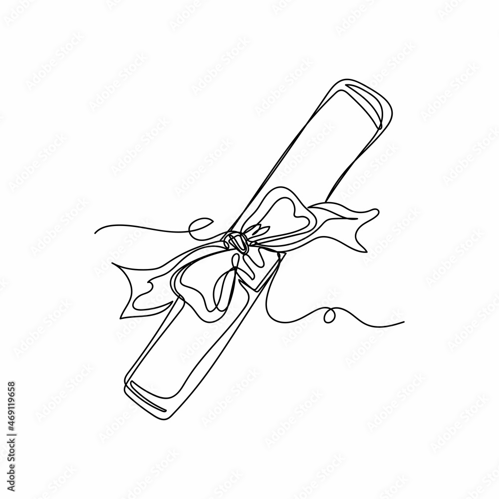 Vector continuous one single line drawing icon of rolled students ...