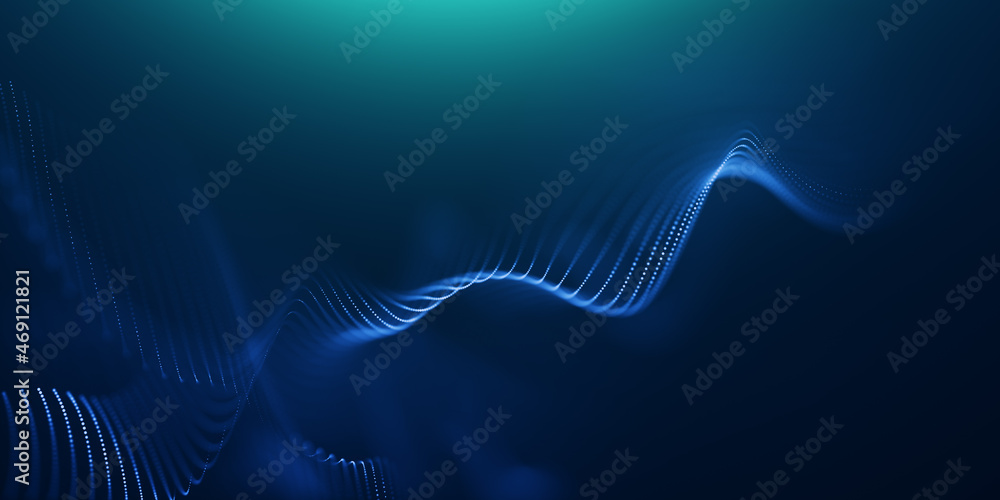 Abstract colorful digital particles wave with bokeh and light ...