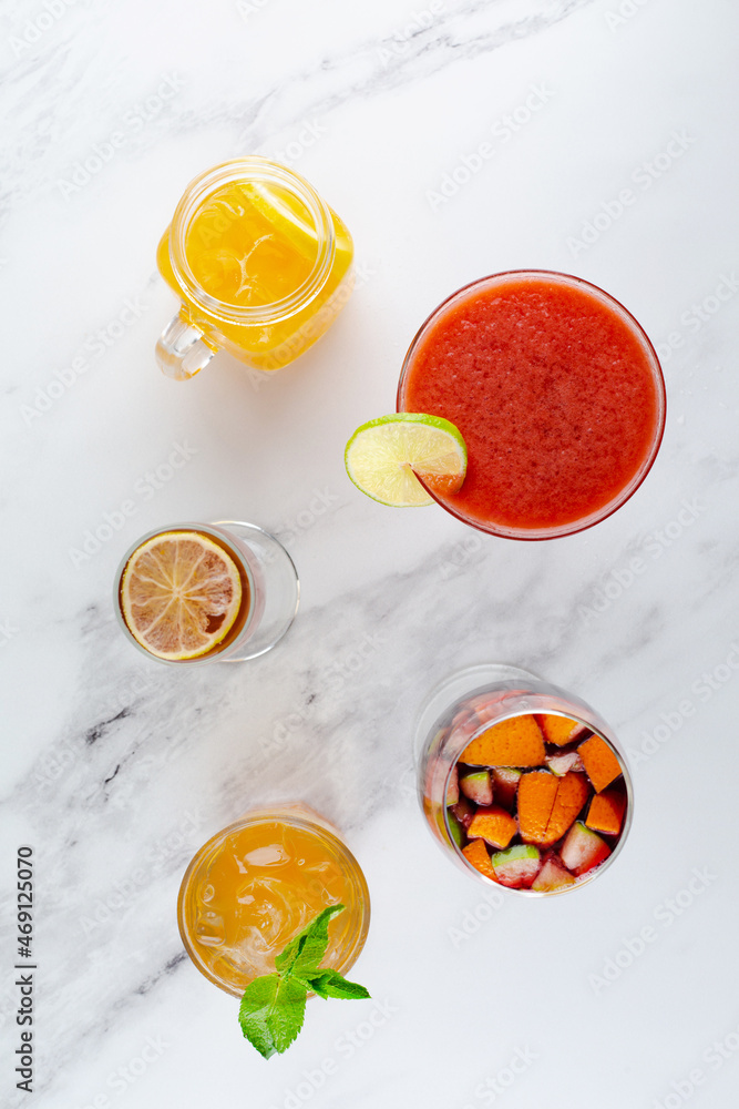 set of cocktail bar concept. five classic cocktails like a strawberry ...