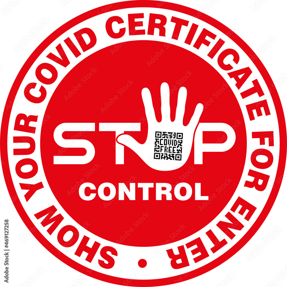 STOP Sticker for Coronavirus Covid-19 Certificate QR-Code control ...