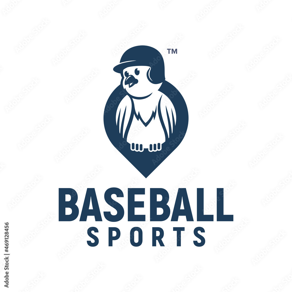 birds wearing baseball helmets, map pointer, mascot baseball logo ...