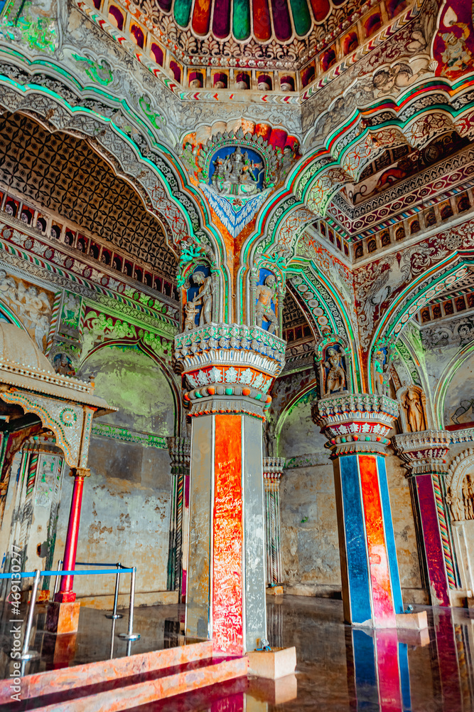 Thanjavur, Tamil Nadu, India - The high arches artworks and colorfully ...