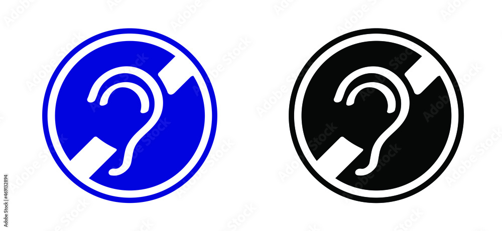 Deaf, limited hearing. Deafness symbol and audible sign. Hearing loss ...