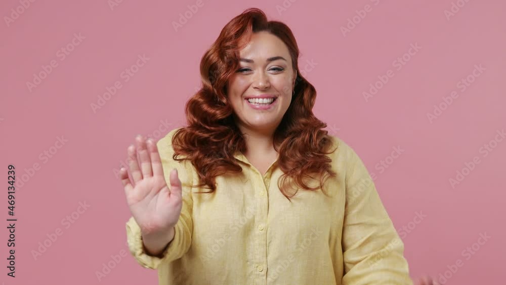 Video Stock Vivid young ginger chubby overweight woman 20s years old ...