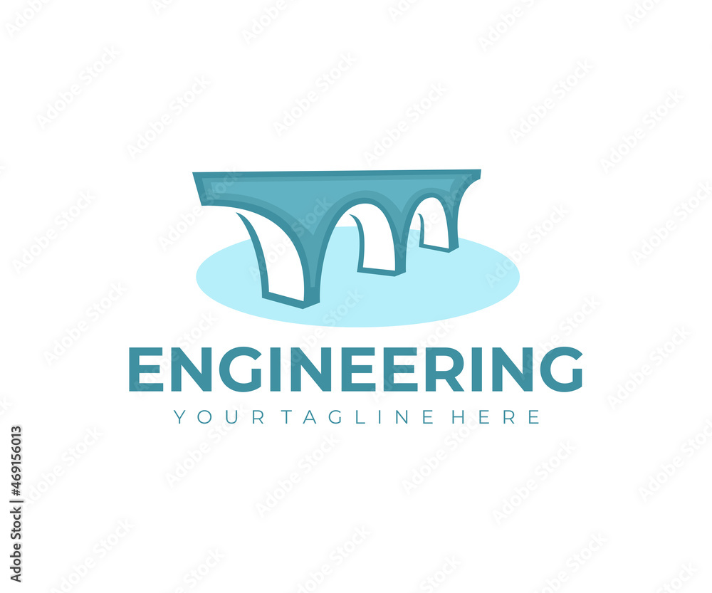 Old bridge over the river, engineering and construction, logo design ...