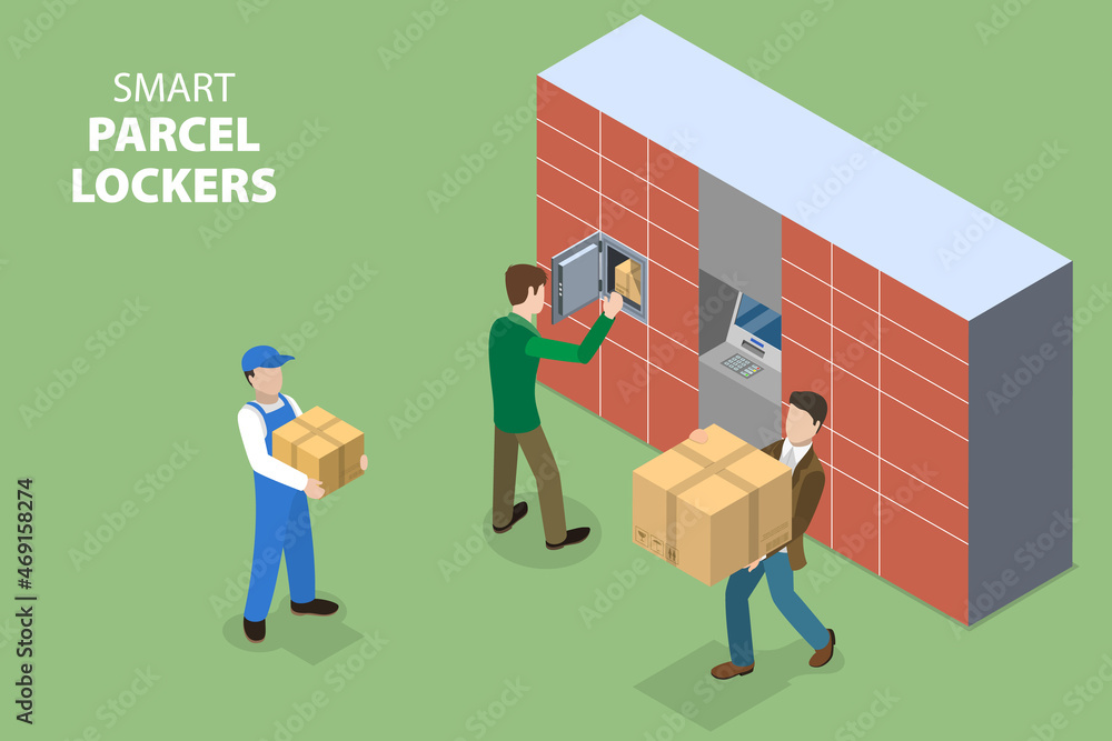 3D Isometric Flat Vector Conceptual Illustration of Smart Parcel ...